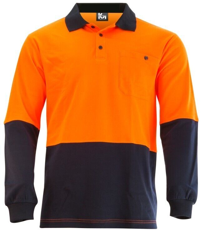 KM Workwear Long Sleeve Two Tone Polo Shirt - SafetyHQ
